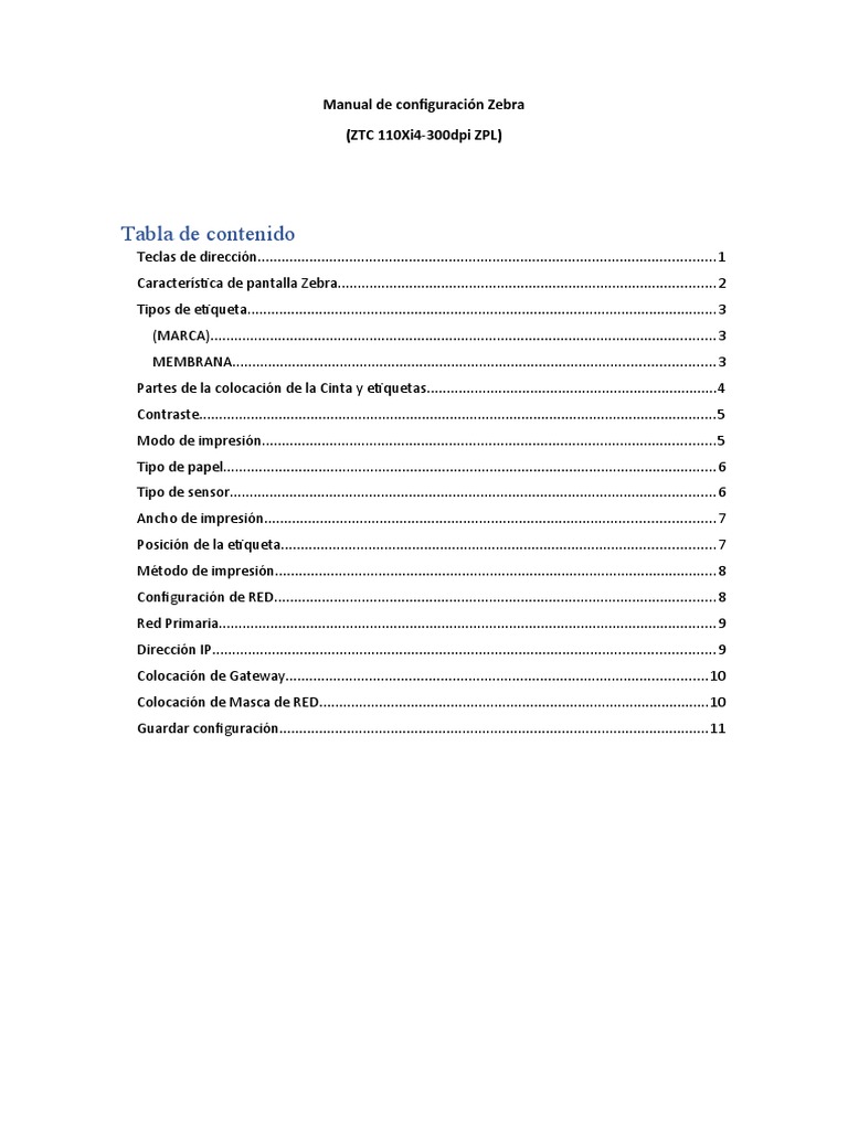 Manual de Configuración Zebra | PDF | Impresora (Computación ... Manual de Configuración Zebra | PDF | Impresora (Computación ...