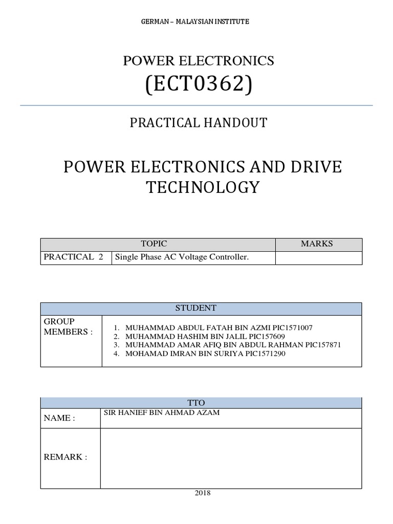 Practical Power e (Amar, Hashim, Fatah, Imran) | PDF | Power Electronics | Rectifier