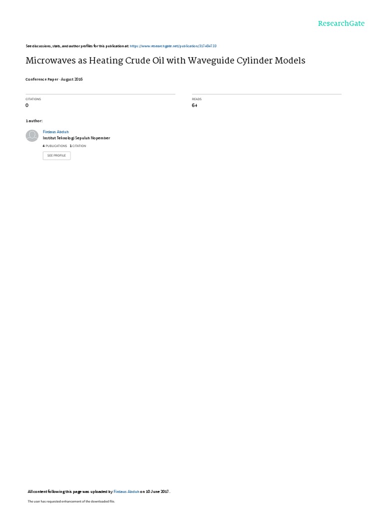 A, Muntini, Pramono - 2017 - Microwaves As Heating Crude Oil With Waveguide Cylinder Models ...