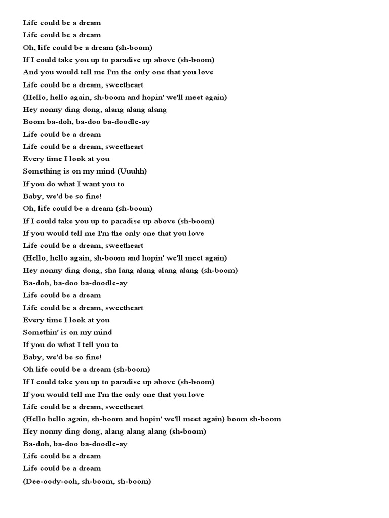 Life Could Be a Dream Lyrics | PDF