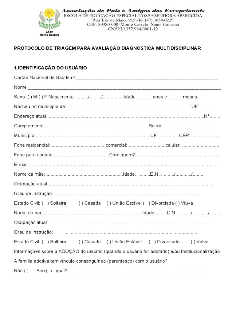 Protocolo de Triagem para Avaliação Diagnóstica Multidisciplinar | PDF ...