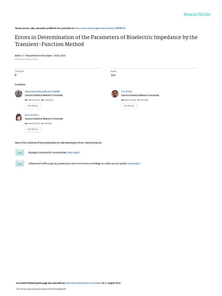 Akulov, Fedotov, Akulova - 2015 - Errors in Determination of The Parameters of Bioelectric ...
