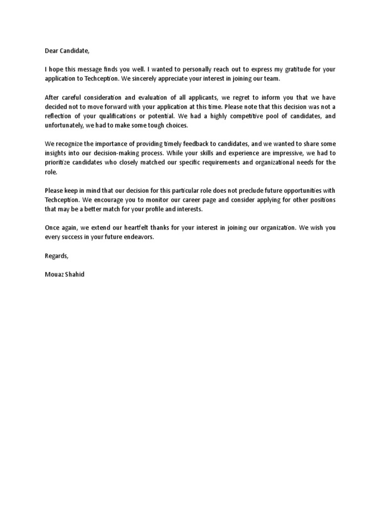 Rejection Email | PDF | Career & Growth | Business