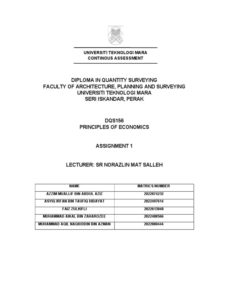 Assignment 1 Eco-Asyiq, Azzim, Aqil, Aikal, Faiz | PDF | Supply (Economics) | Demand