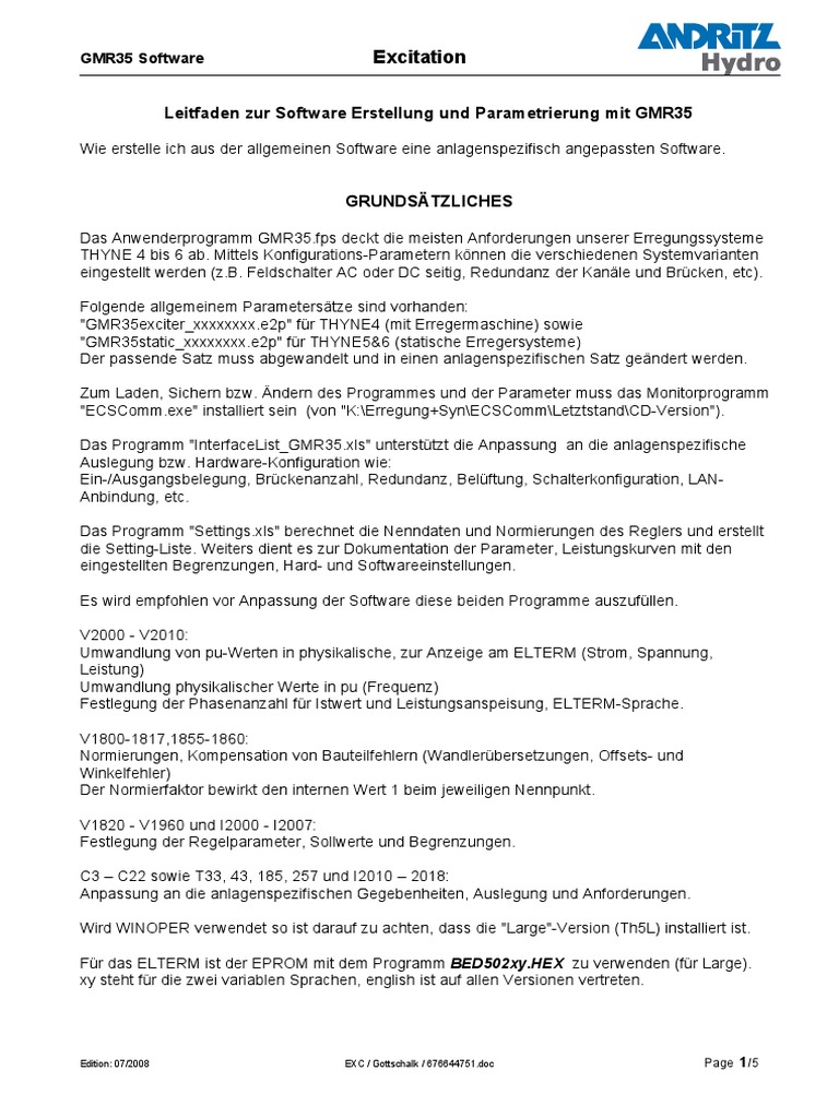 GMR35 Software Anpassung | PDF