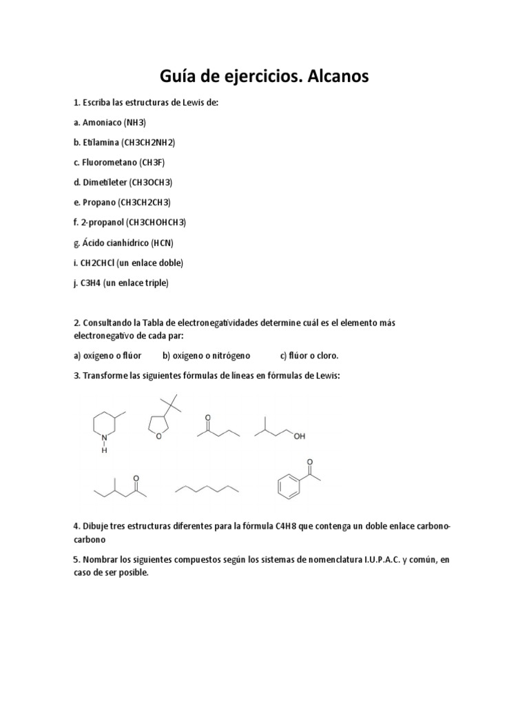 Ejercicios de Estructuras de Lewis y Nomenclatura | PDF