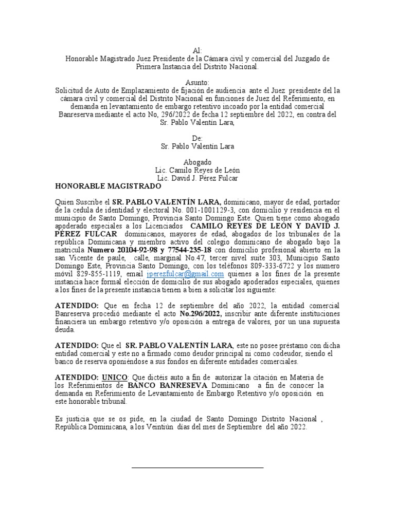 Caso Pablo Valentin Lara - Dr. Camilo | PDF | República Dominicana ...