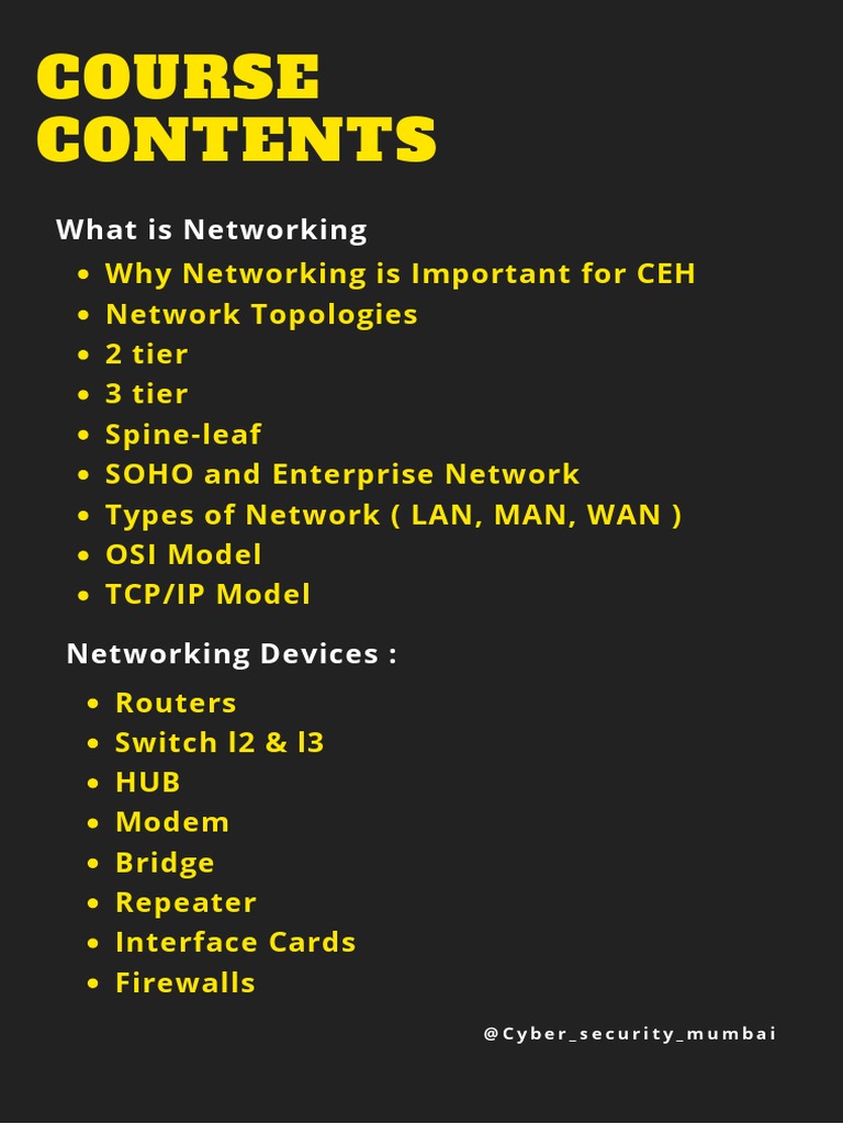 Advance Ethical Hacking Course Contents Updated | PDF | Ip Address | Computer Network