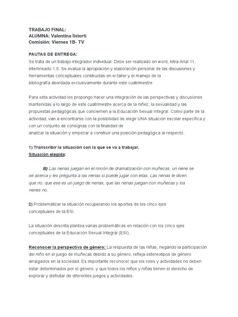 Trabajo Final - Taller de Esi - Valentina Listorti - V1B-TV | PDF ...