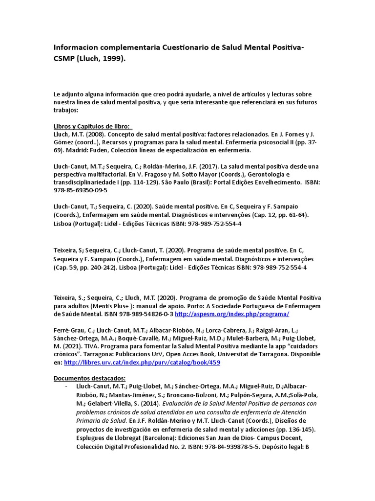 Informacion complementaria cuestionario SMP | PDF | Servicios públicos | Ciencia cognitiva