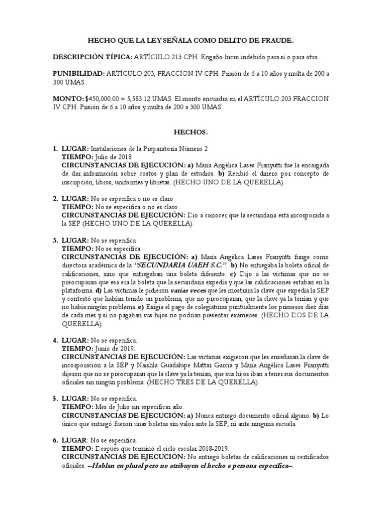 Delito de fraude en educación: caso específico | PDF