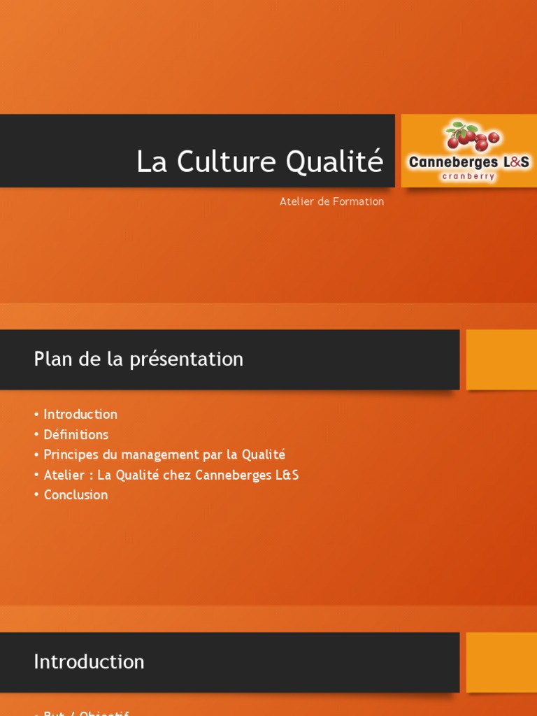 Atelier sur la Culture Qualité en Entreprise | PDF | Système de ...