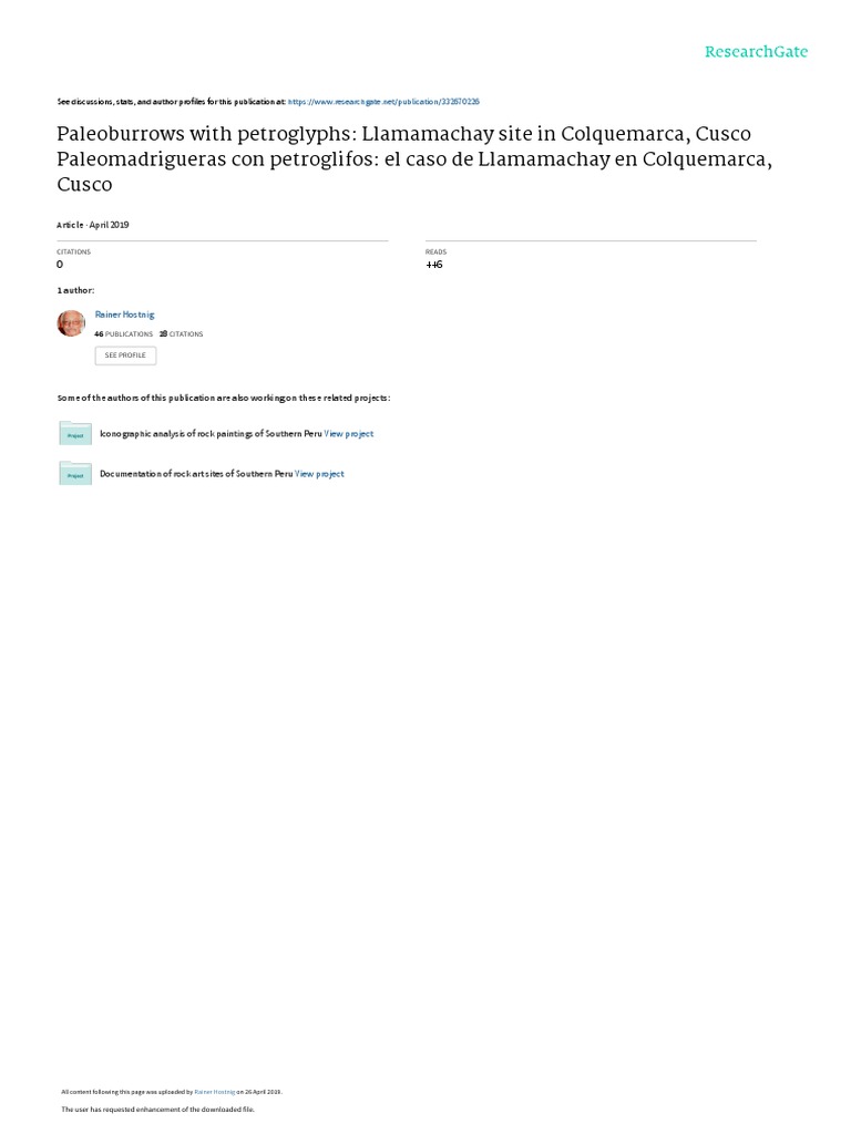 Paleoburrows With Petroglyphs: Llamamachay Site in Colquemarca, Cusco ...