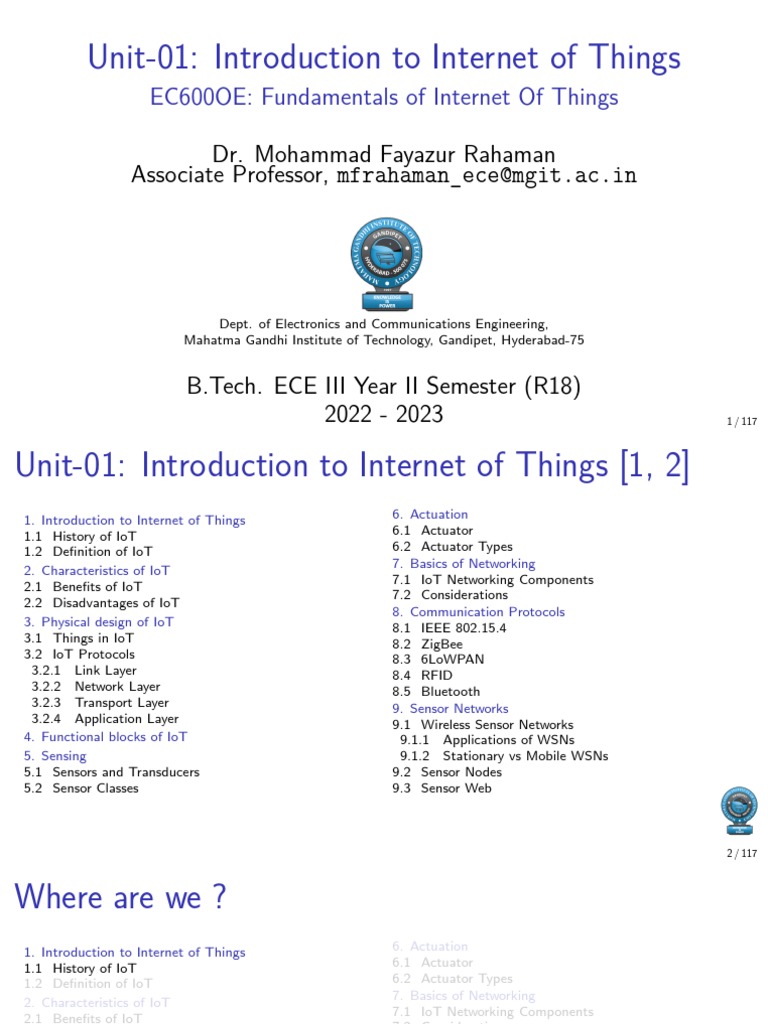 FIoT Unit 01 | PDF | Internet Of Things | Computer Network