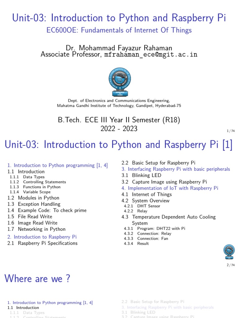 Fiot Unit 03 Pdf Raspberry Pi Python Programming Language