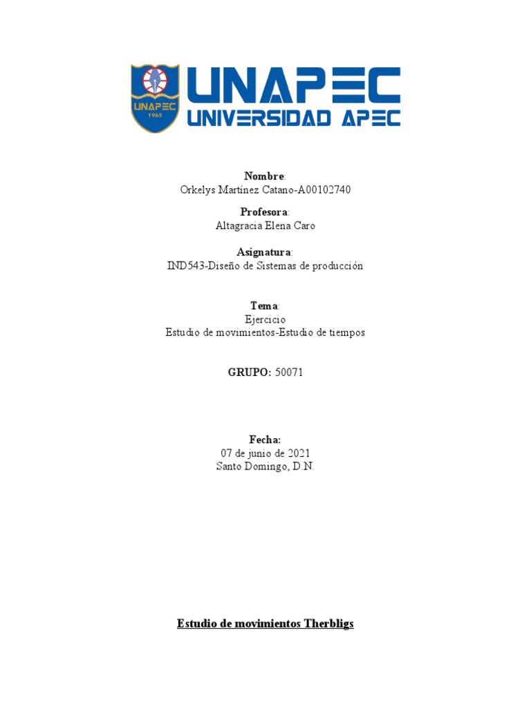 Estudio de Movimientos y Tiempos Therbligs | PDF | Herramientas | Hora
