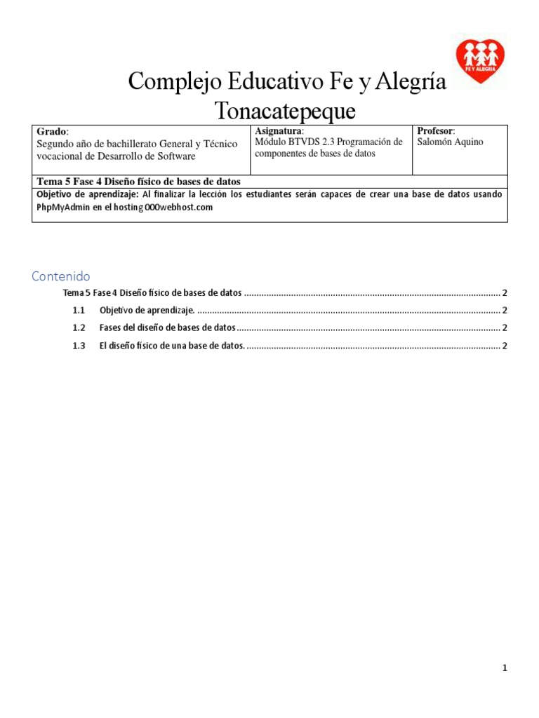 Tema 5 Fase 4 Diseño Físico de Bases de Datos | PDF | Mi sql | Bases de ...
