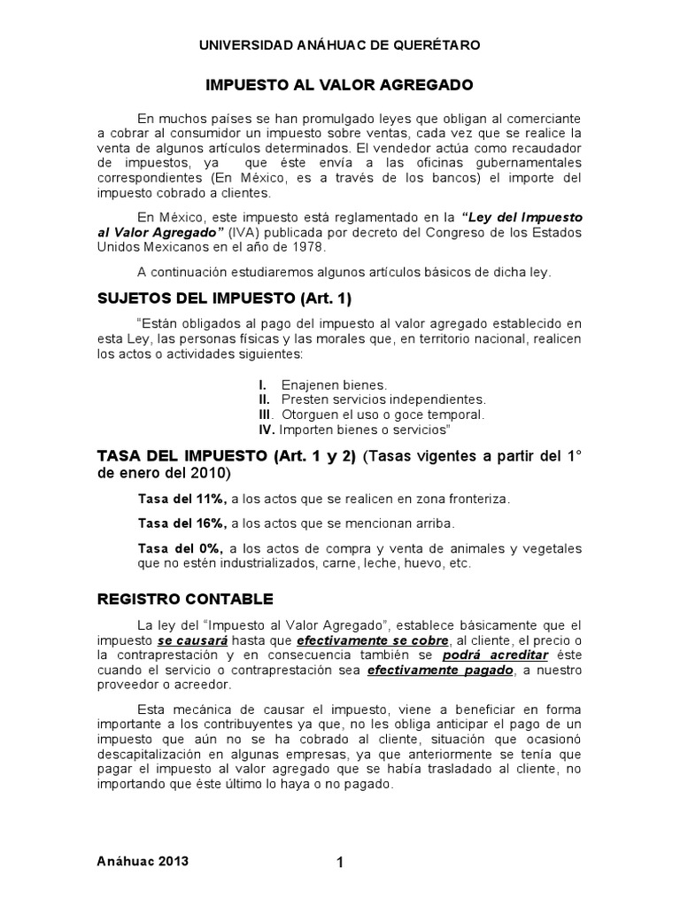 Guía del IVA en México para Estudiantes | PDF | Impuestos | Impuesto al ...