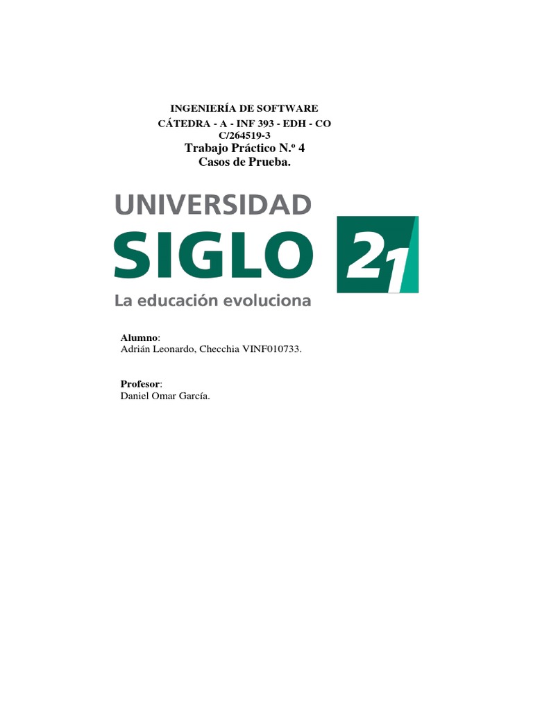 Tp4 Ingenieria de Software Checchia Adrian-2 | PDF | De entrada y ...