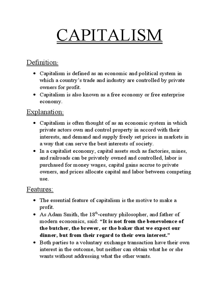 Capitalism Presentation | PDF | Capitalism | Market (Economics)