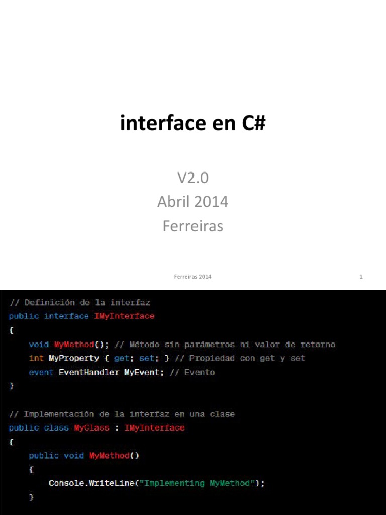 11 Interface En C Sharp Pdf C Sharp Lenguaje De Programación Herencia Programación