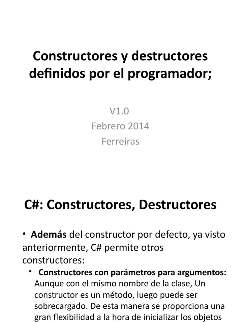 04-Constructores y Destructores en C Sharp | PDF | C Sharp (lenguaje de programación) | Programación