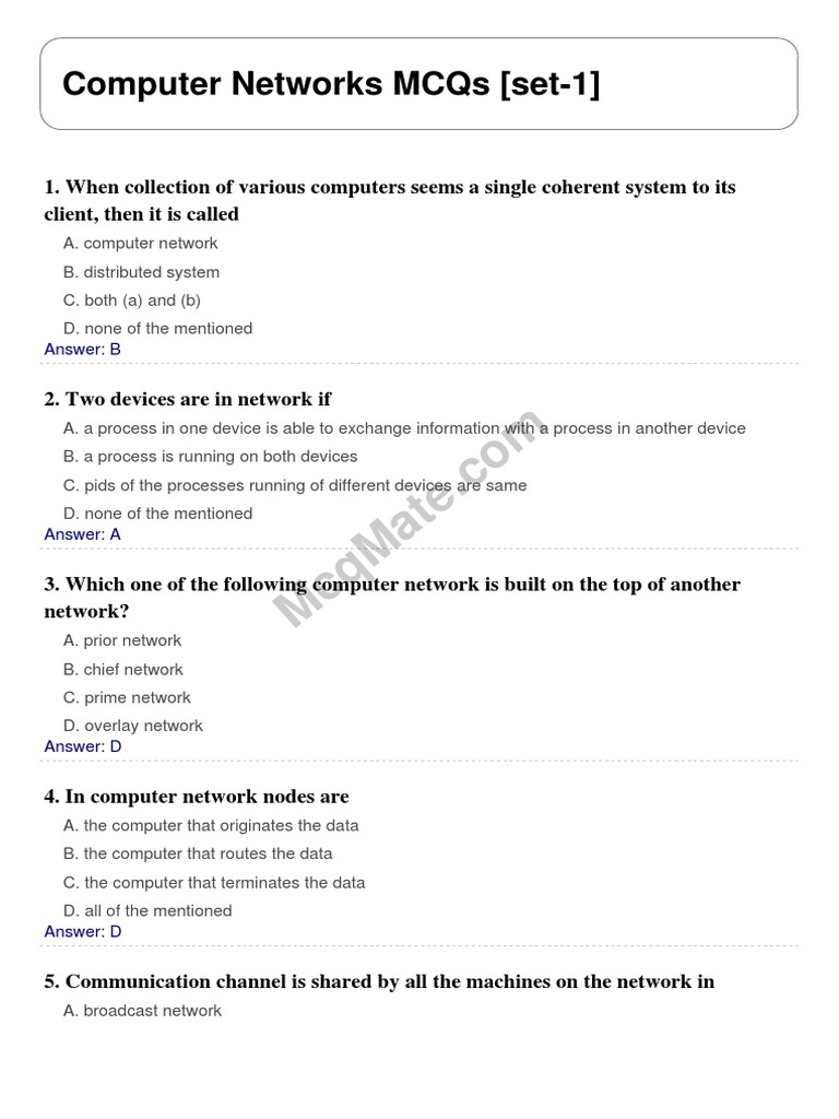 Computer Networks Set 1 | Download Free PDF | Osi Model | Computer Network