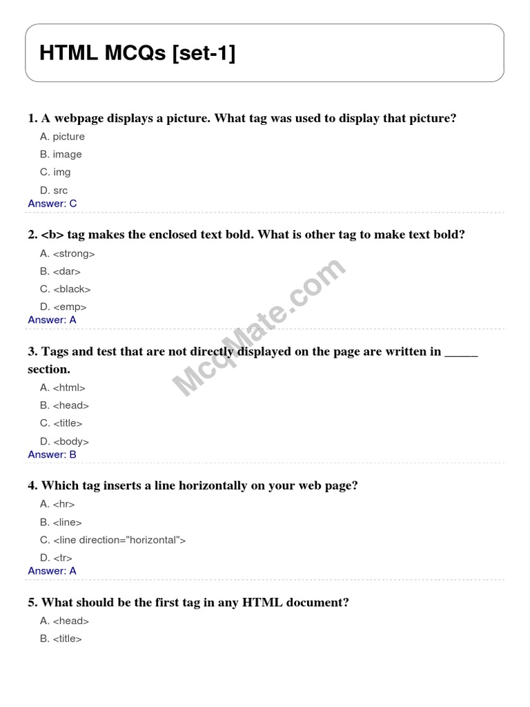 HTML Set 1 | PDF | Html Element | Html
