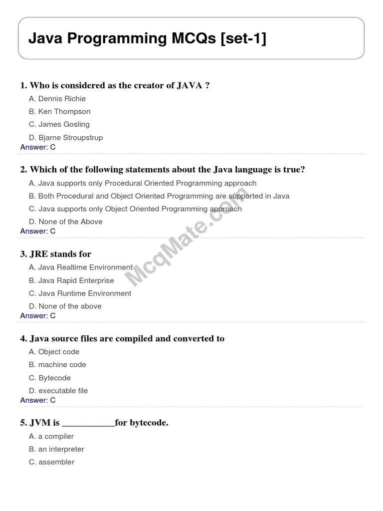 Java Programming Set 1 | PDF | Java (Programming Language) | Java Virtual Machine