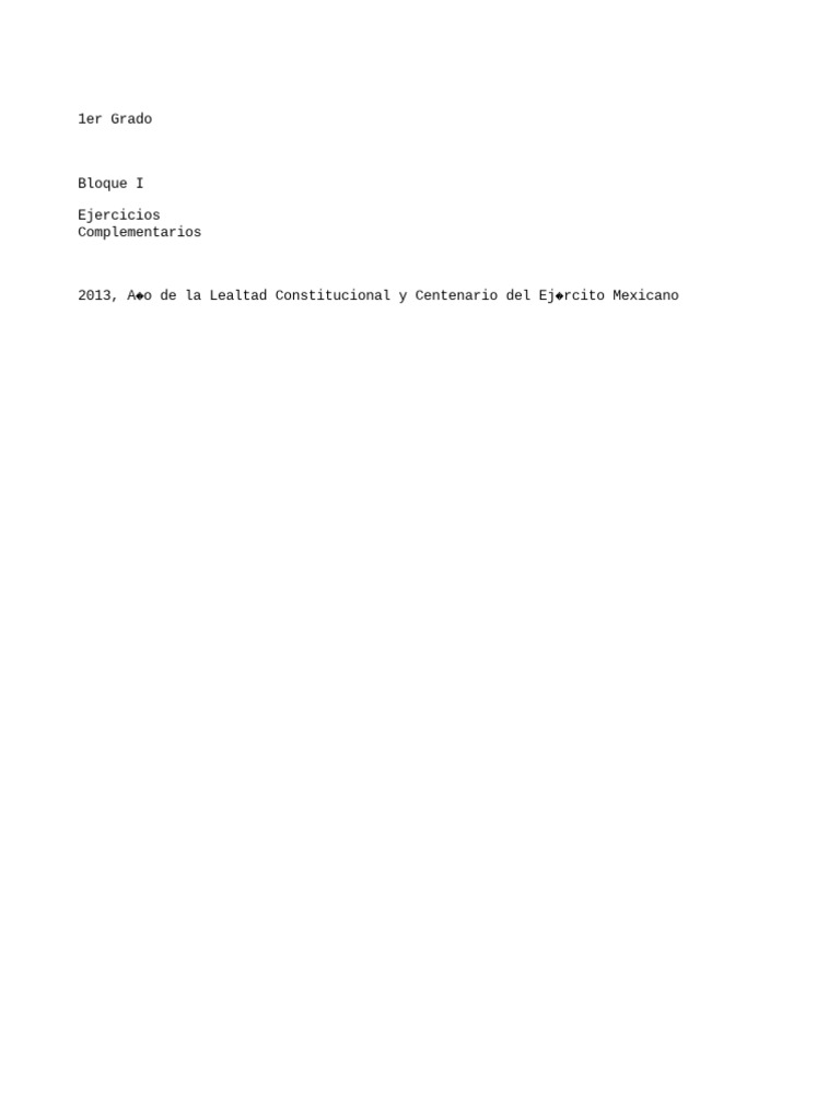 1er Grado - Bloque 1 - Ejercicios Complementarios | PDF