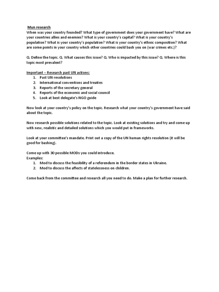 Comprehensive MUN Research Guide | PDF