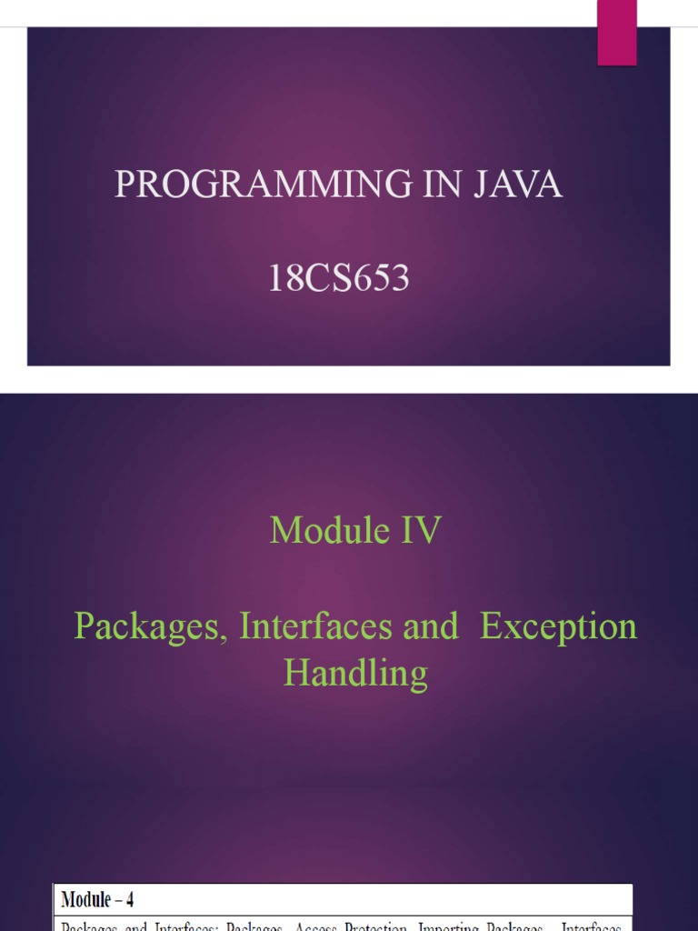 Module-IV Package Interfaces | PDF | Class (Computer Programming ... Module-IV Package Interfaces | PDF | Class (Computer Programming ...