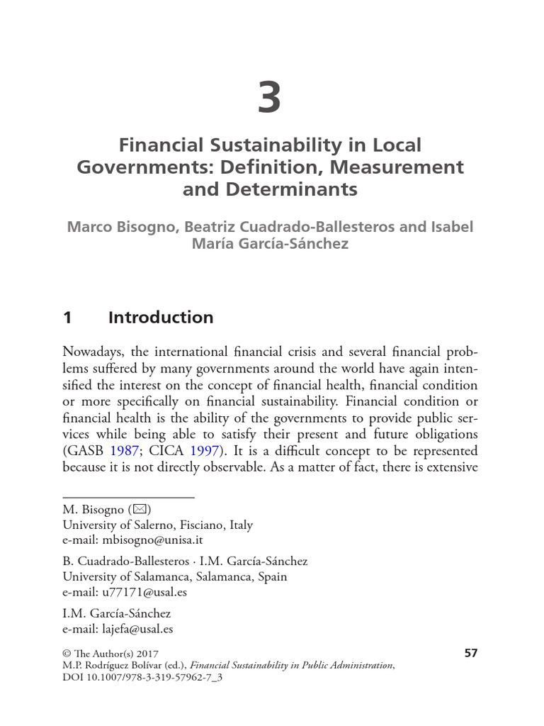 Financial Sustainability in Local Governments Definition, Measurement and Determinants | PDF ...