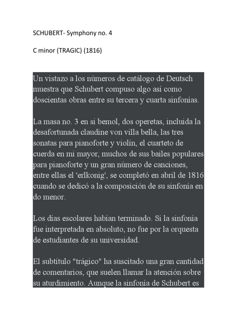 SCHUBERT-symphony No. 4 | PDF | Franz Schubert | Música