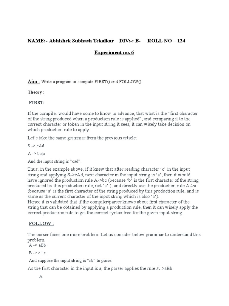SPCC Exp 6 | PDF | Parsing | Formalism (Deductive)