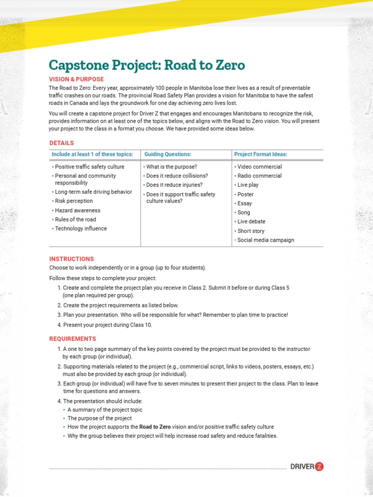DZV Lesson 01 - Handout - Capstone Rubric | PDF | Road Traffic Safety ...