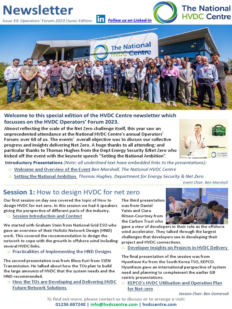 HVDC Centre Newsletter Ops Forum June 2023 FINAL | PDF | High Voltage ...