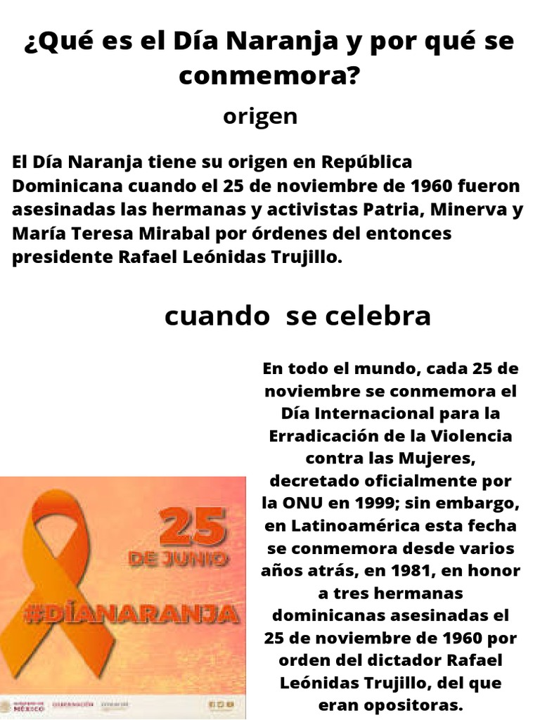¿Qué Es El Día Naranja y Por Qué Se Conmemora | PDF | La violencia contra las mujeres | Naciones ...