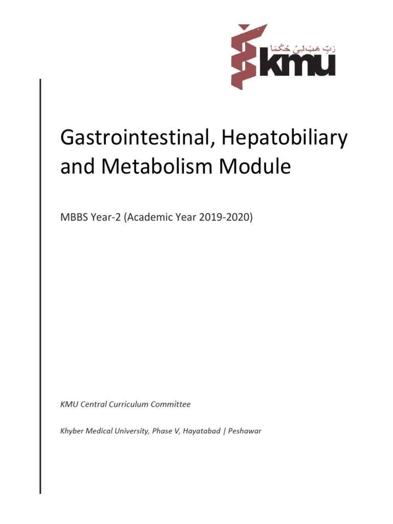 2nd Year GIT Metabolism Module | PDF | Stomach | Liver