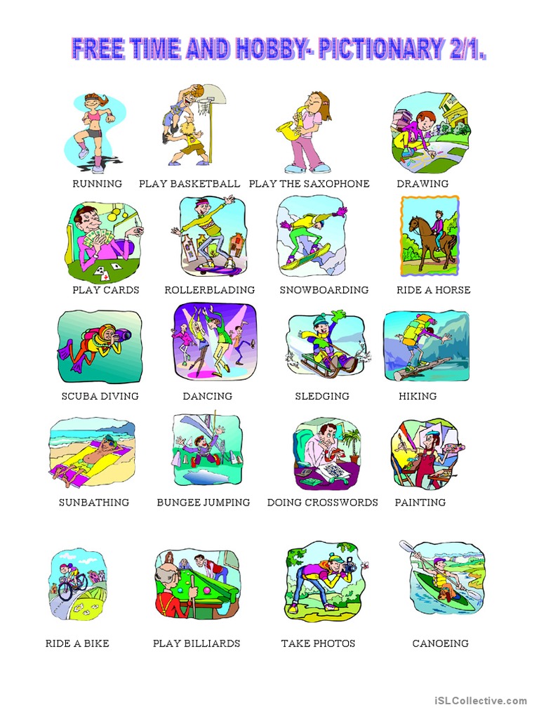 Free Time and Hobby Pictionary 2 - 1. | PDF
