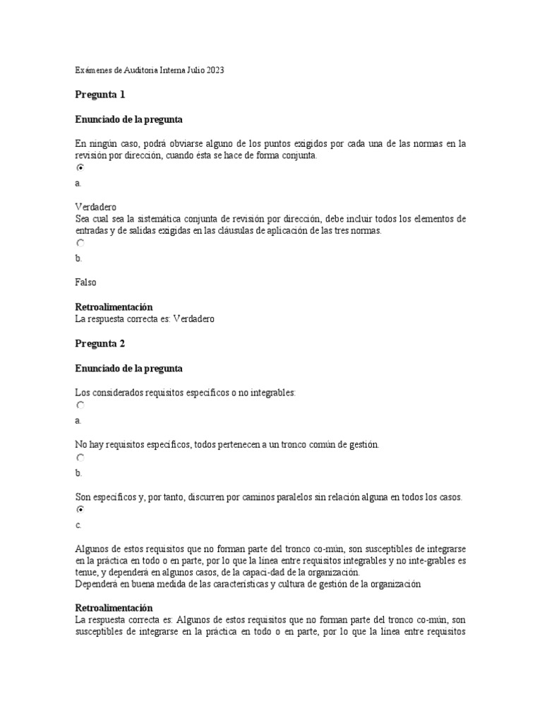 Exámenes de Auditoria Interna Julio 2023 | PDF | Seguridad de ...