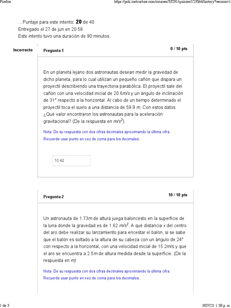 Historial de Exámenes para Trabajo Colaborativo - Escenario 7 | PDF | Ingeniería mecánica | Física