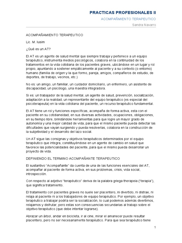 Acompañamiento Terapeutico Pdf Paciente Empatía