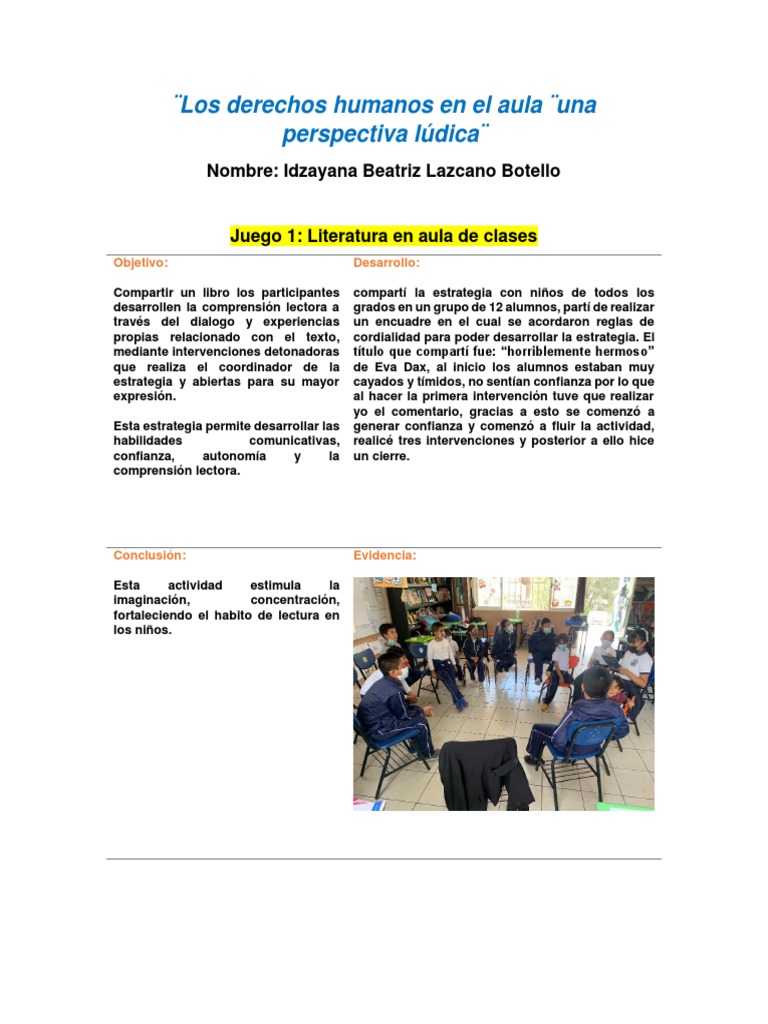 Los Derechos Humanos en El Aula | PDF | Comprensión lectora | Aprendizaje