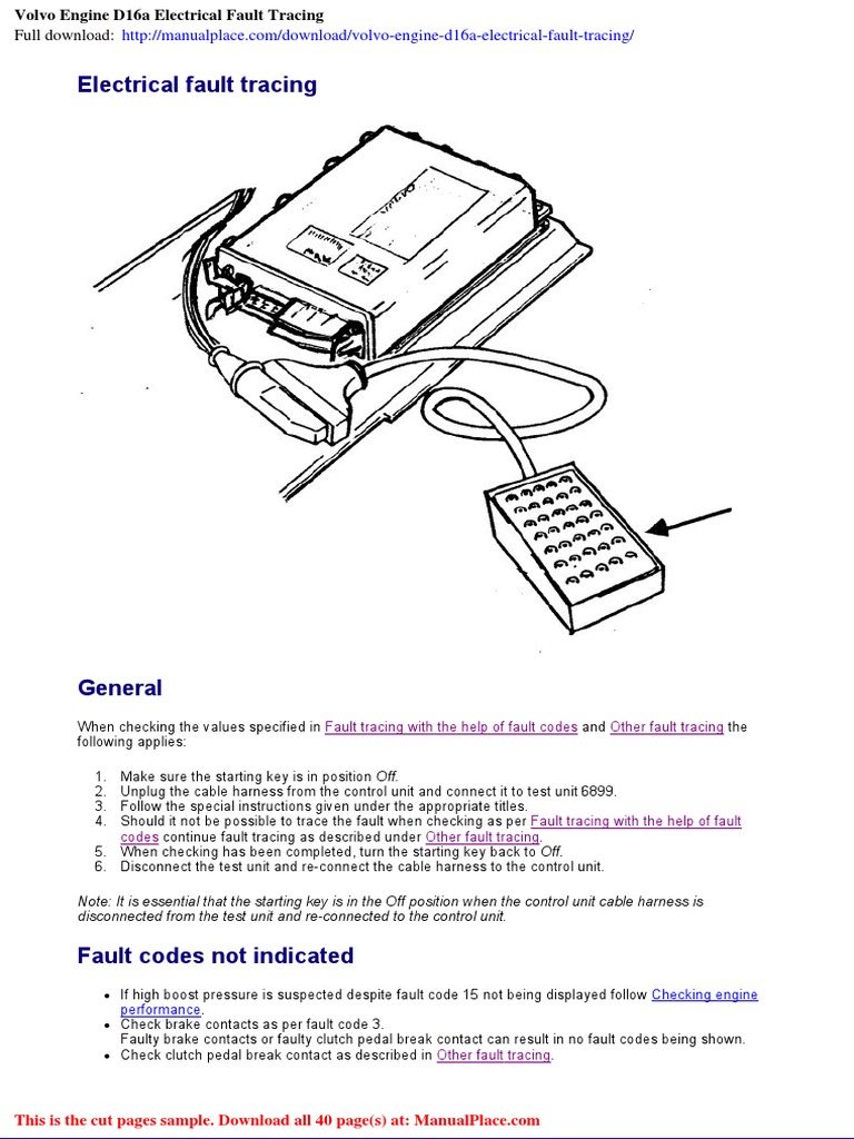 Volvo Engine D16a Electrical Fault Tracing | PDF | Brake | Electrical Engineering
