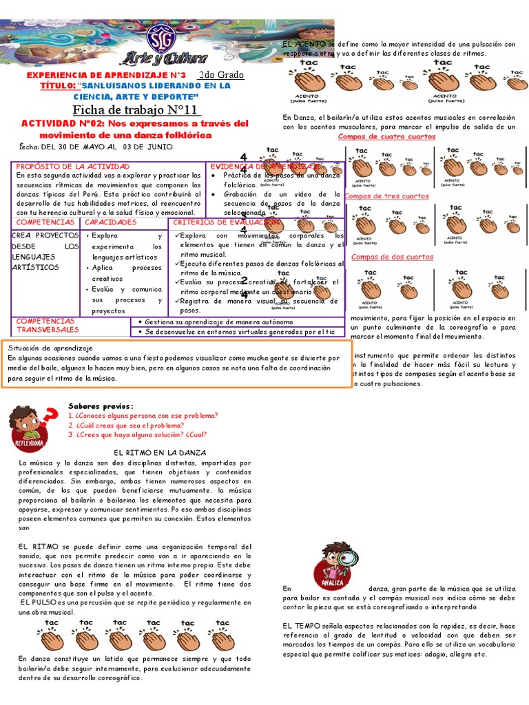 Ficha de Arte 2do #11 | PDF | Ritmo | Bailes