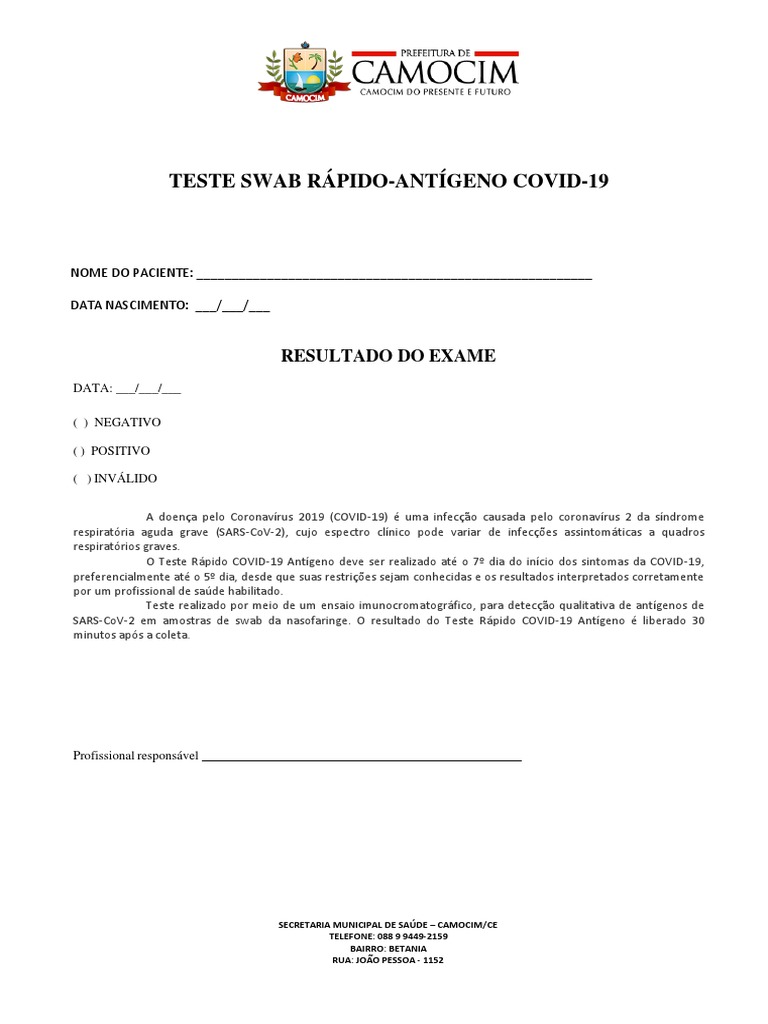 Laudo Teste Rápido Swab | PDF Laudo Teste Rápido Swab | PDF