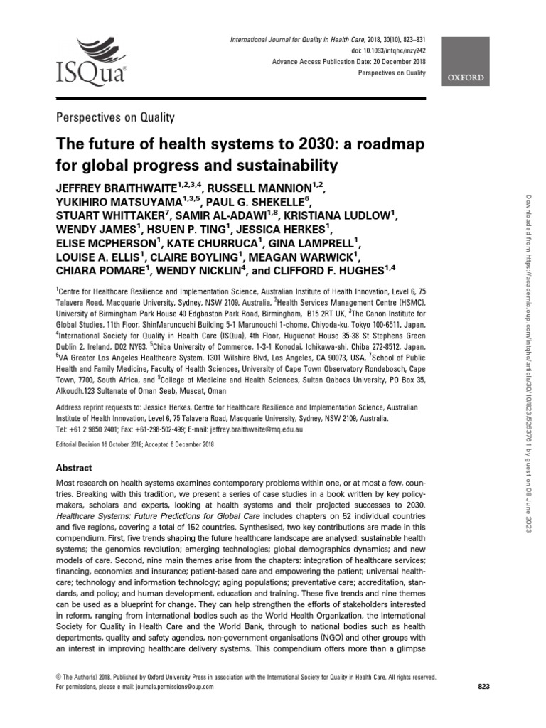 The Future of Health Systems To 2030 A Roadmap | PDF | Health Care ...