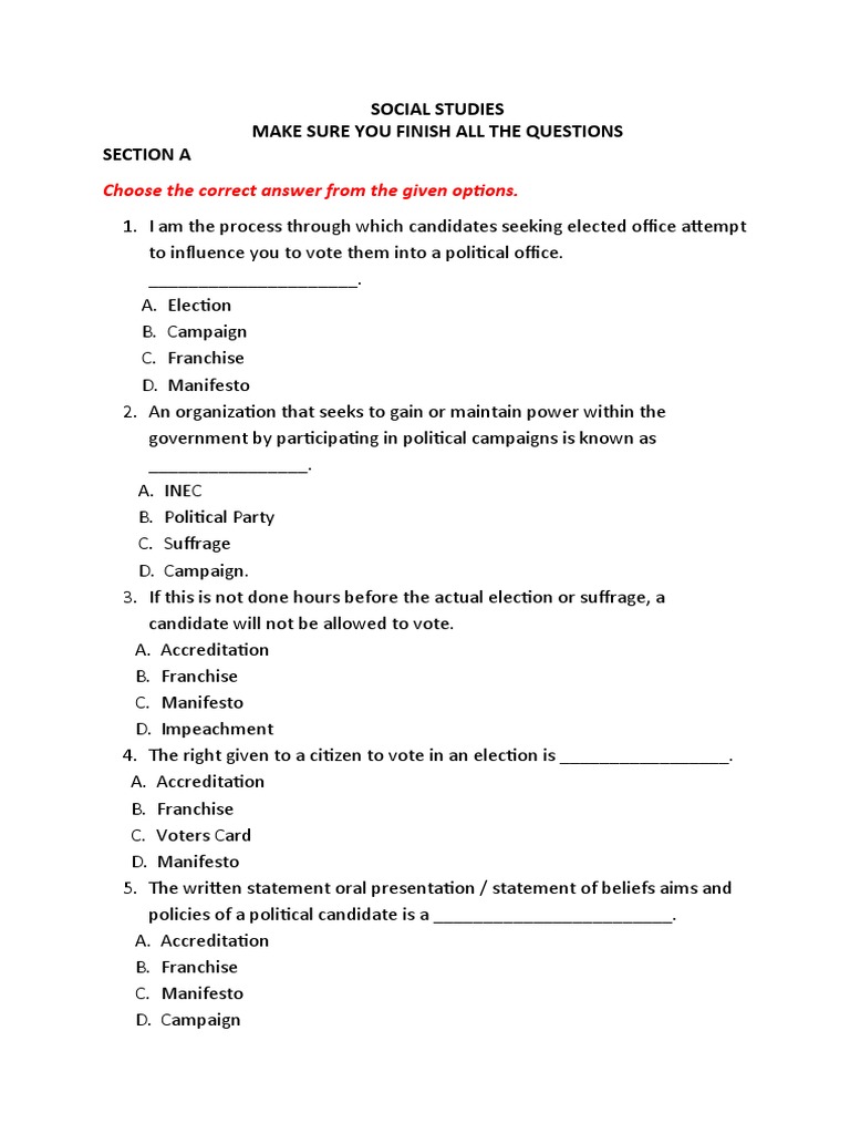 Social Studies Revision Questions 28-06-2023 | PDF | Nigeria | Osiris