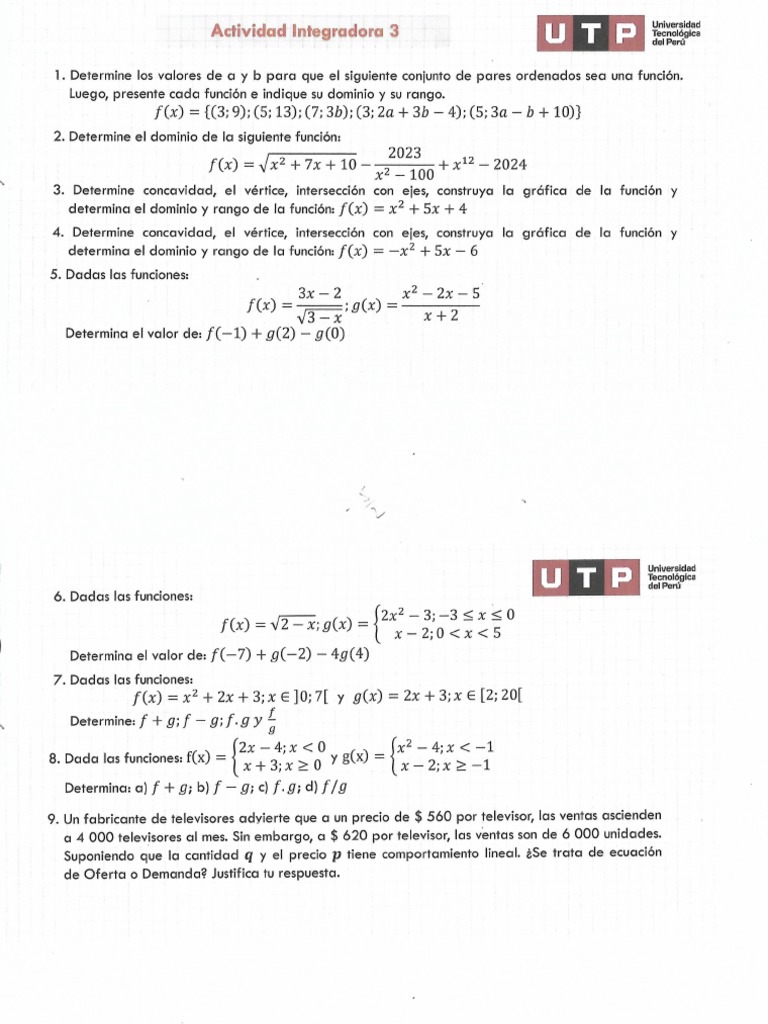 Solucion Tarea Actividad Integradora (Matematica para Los Negocios 1) | PDF